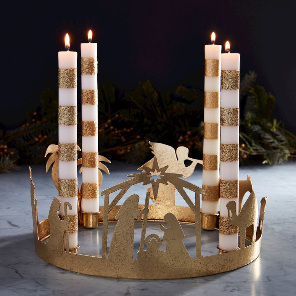 Gold Nativity Advent Wreath - Christmas Store