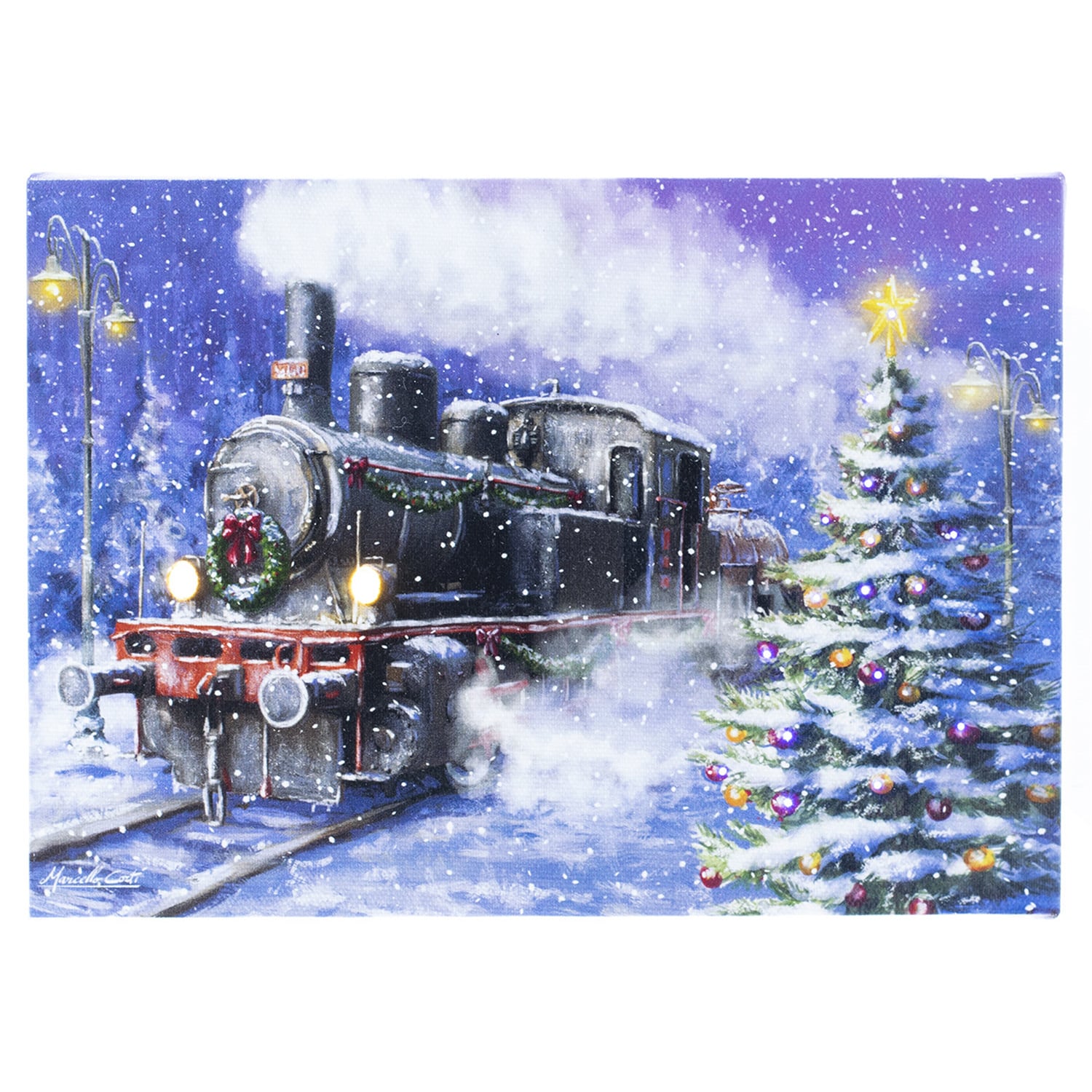 Winter Train Ride Lit Picture - Christmas Store