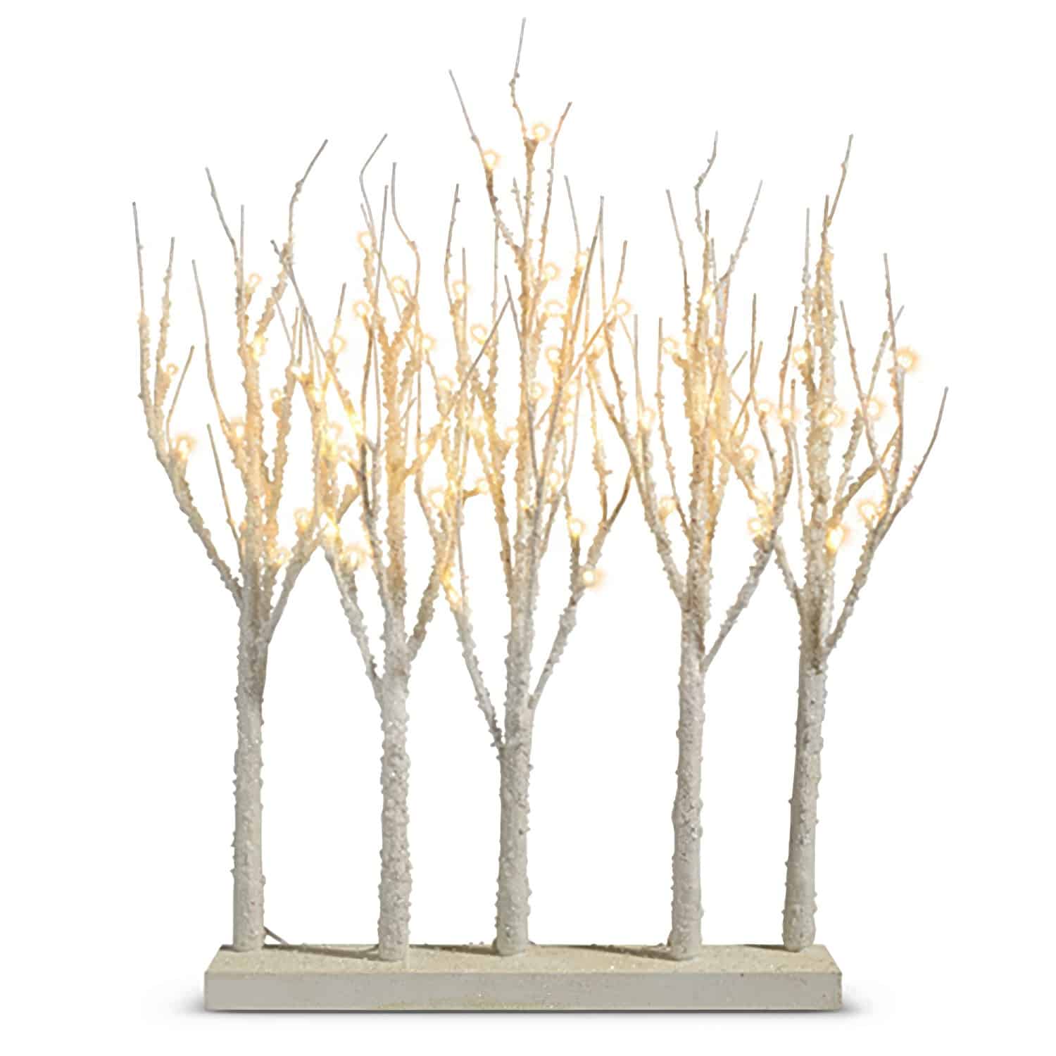 White Iced Birch Grove Lighted 2.5′ Trees