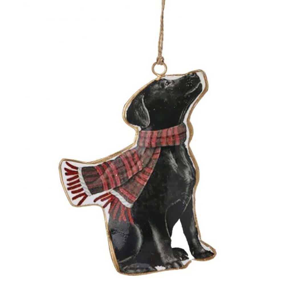 Holiday Black Lab Pup Metal Ornament - Christmas Store