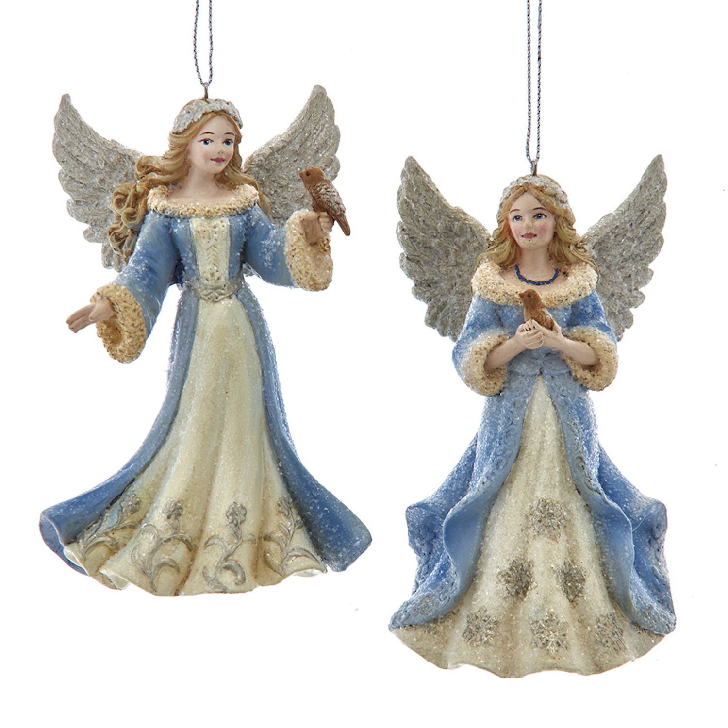 Blue Platinum Angel Ornaments - Christmas Store