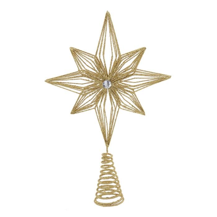 Gold Glittered Star Six Point Topper - Christmas Store