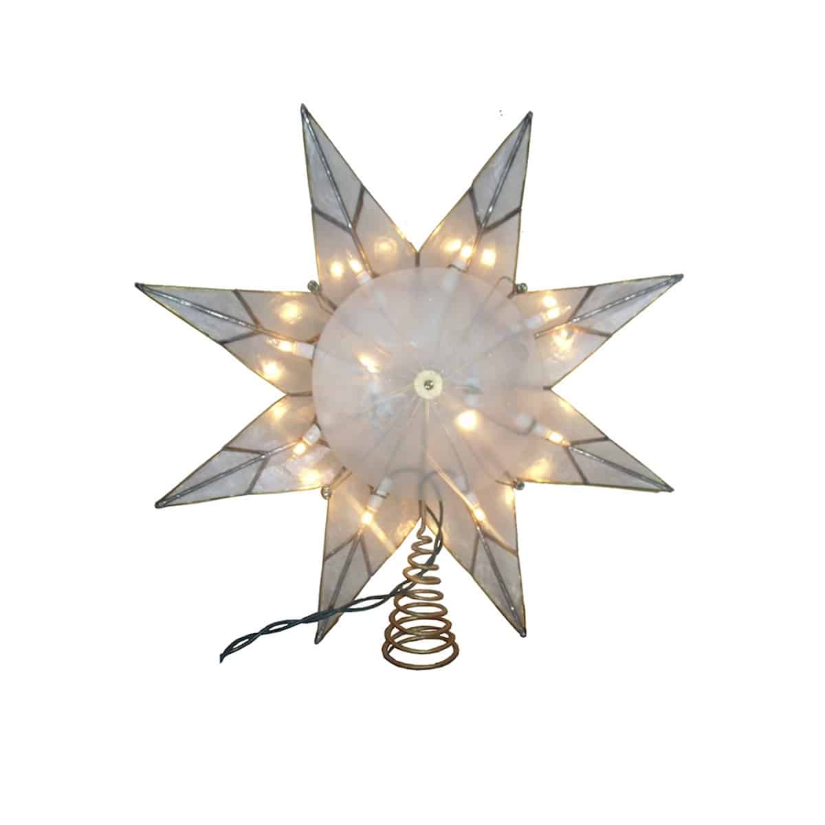 Eight Star Gold Capiz Shell Star Tree Topper - Christmas