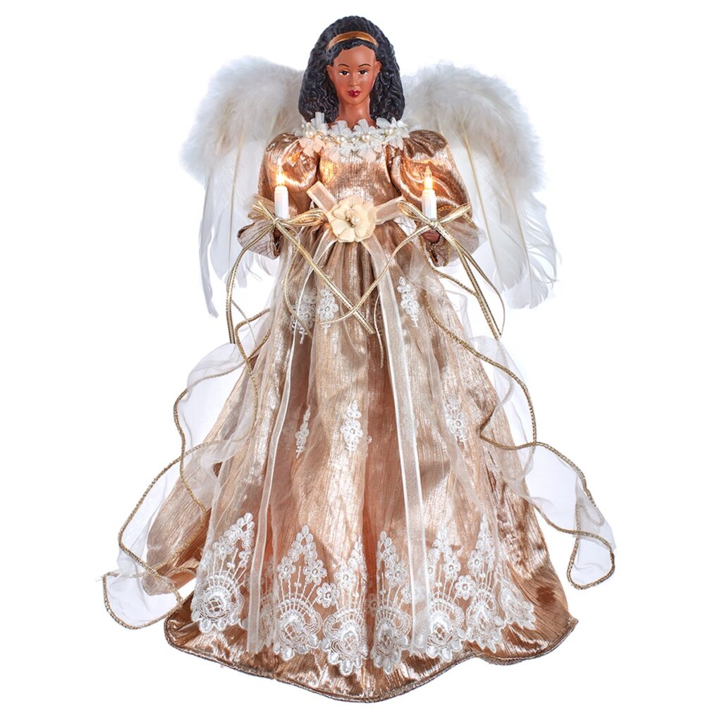 Rose Gold Gown Angel Tree Topper - Christmas Store
